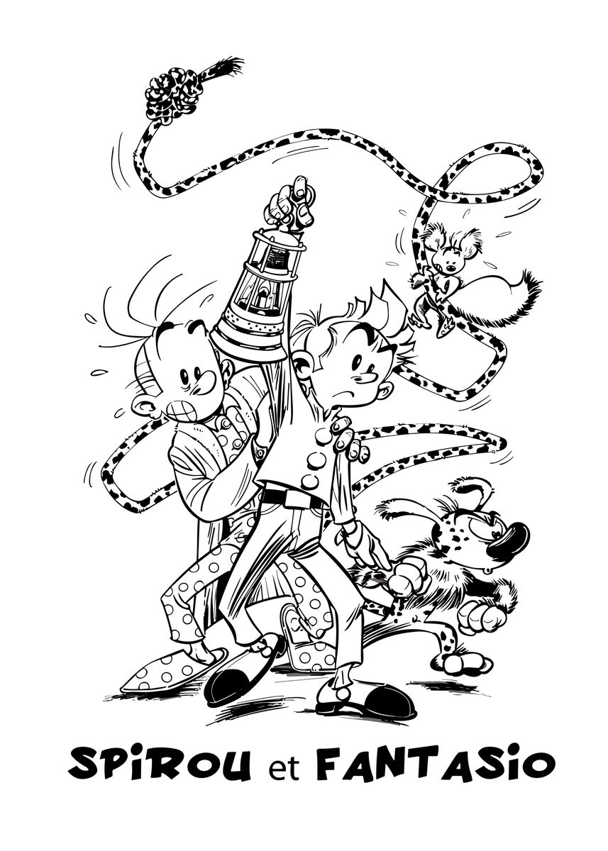 'Spirou et Fantasio cartoon' Poster, picture, metal print, paint by TrueBest | Displate