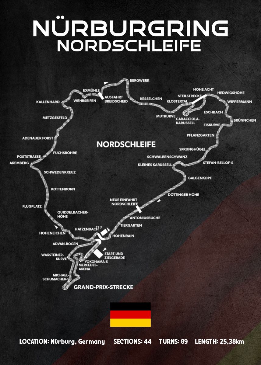 'Nurburgring Circuit' Poster, picture, metal print, paint by Candy ...