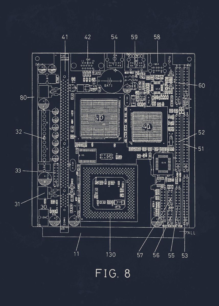 'Motherboard patent 2001' Poster, picture, metal print, paint by ...