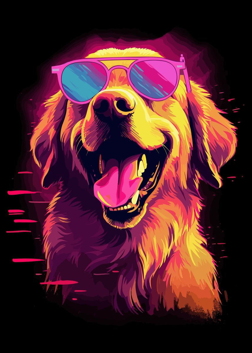 'Dog Cute Colorful' Poster, picture, metal print, paint by Ted Ramsey ...