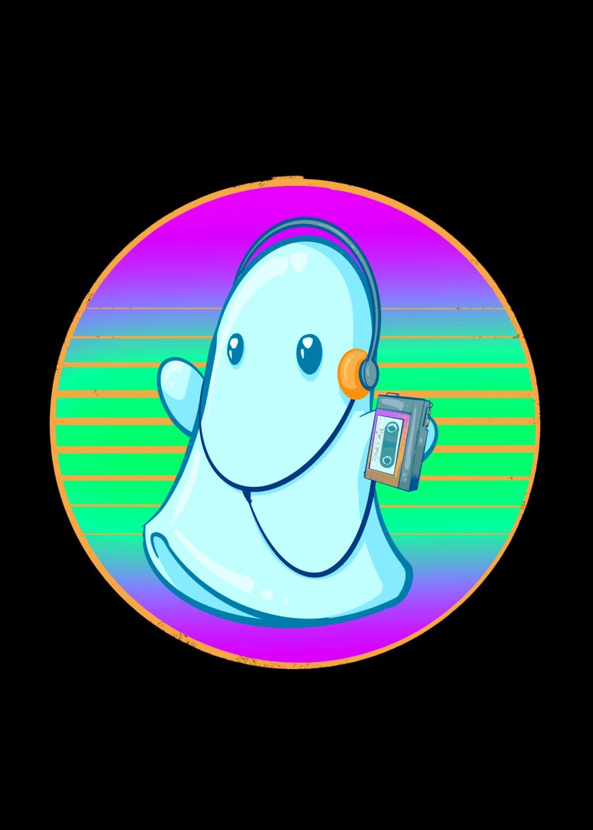 '80s Ghost' Poster, picture, metal print, paint by LVB Art | Displate