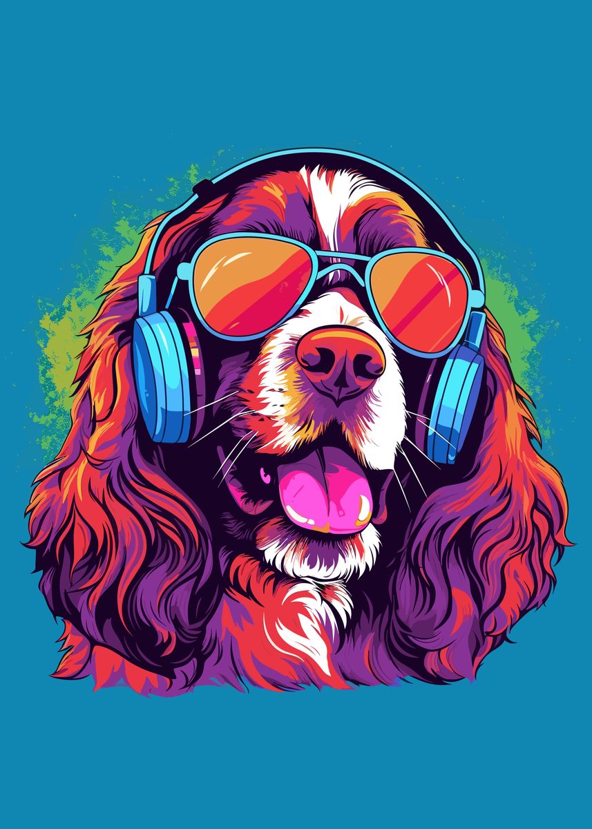 'Dog Cute Colorful' Poster, picture, metal print, paint by Ted Ramsey ...