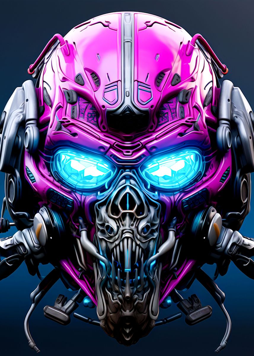 'Robot Skull' Poster, picture, metal print, paint by Hita Ando | Displate