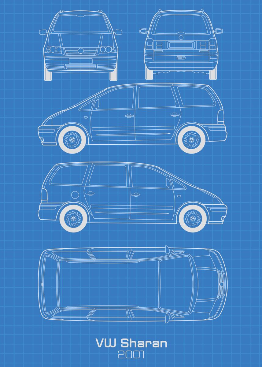 'VW Sharan 2001' Poster, picture, metal print, paint by Aleksandras ...