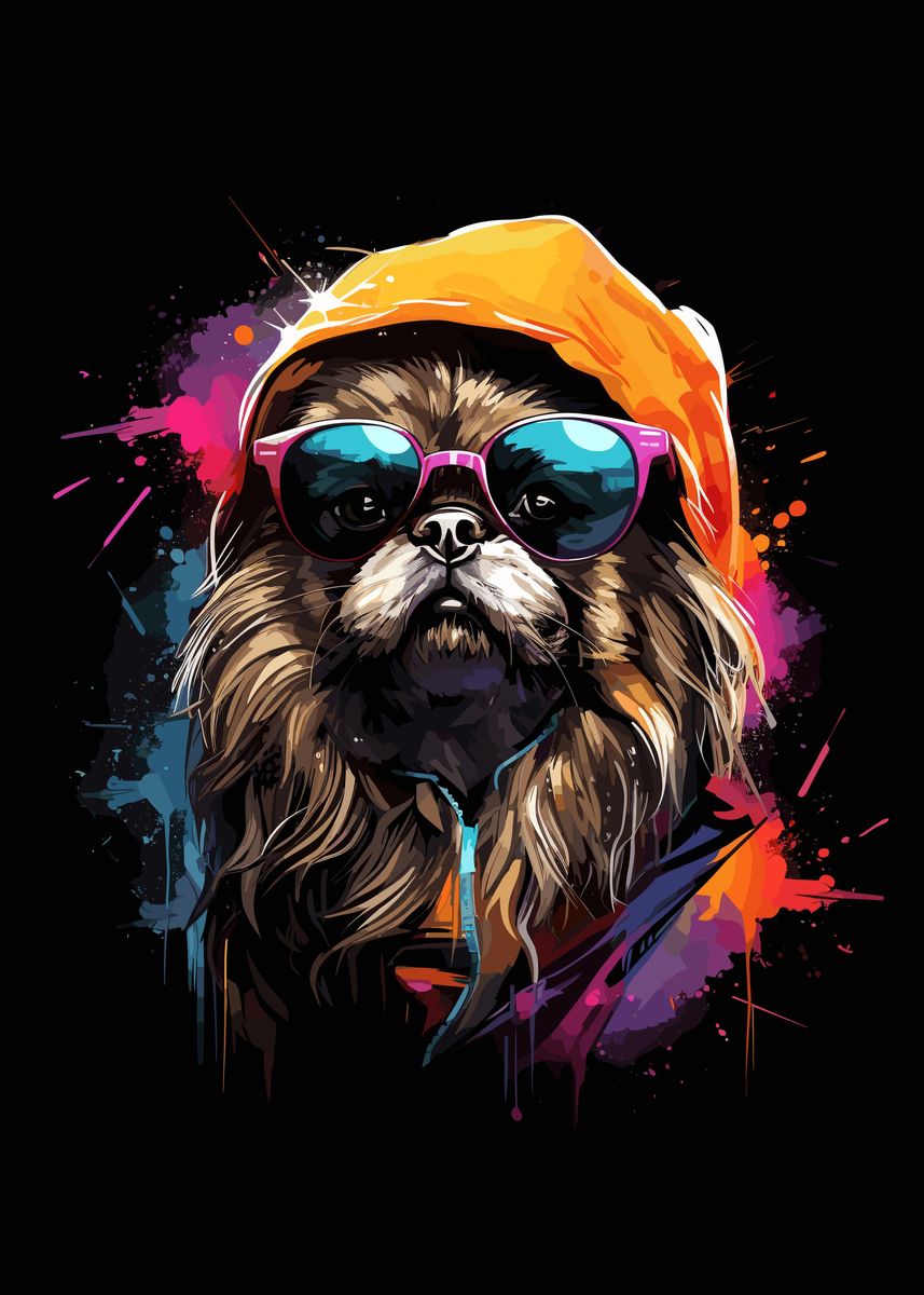 'Dog Cute Colorful' Poster, picture, metal print, paint by Ted Ramsey ...