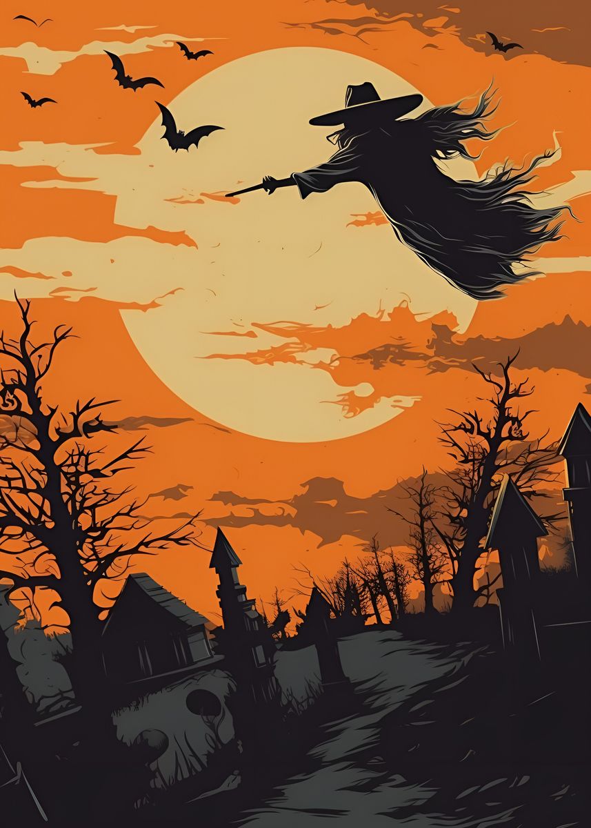 'Halloween Witch Vector' Poster, picture, metal print, paint by Sabiqul ...
