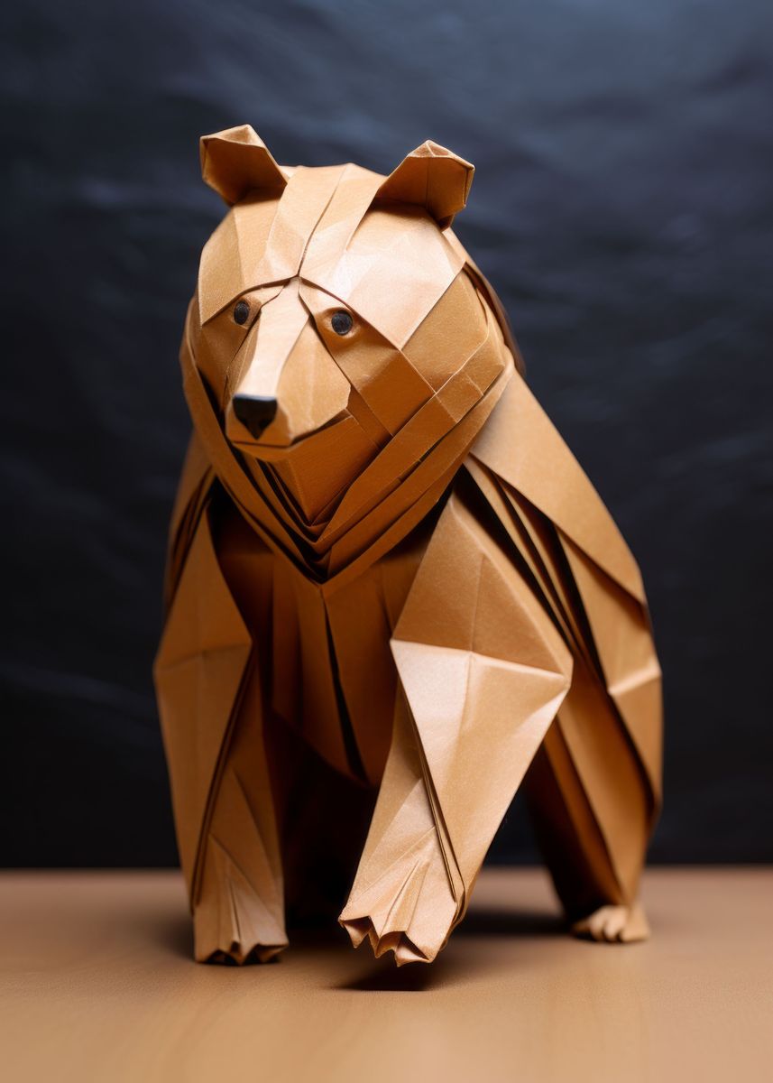 'Origami of Brown Bear' Poster, picture, metal print, paint by Frank ...