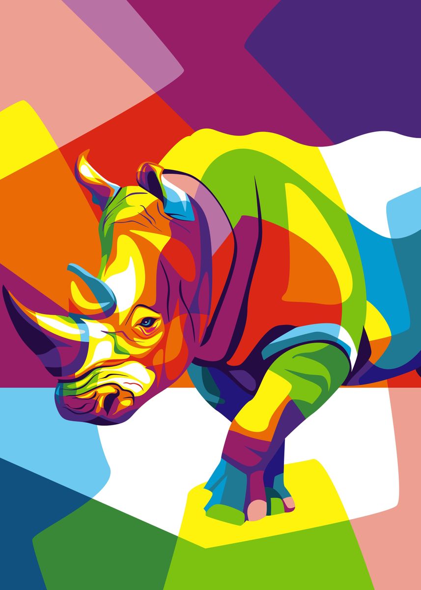 'Rhino Pop Art' Poster, picture, metal print, paint by Dika Sujud ...