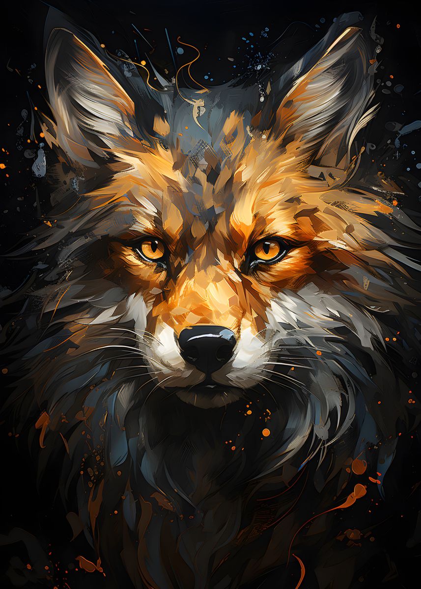 'Fox Golden Portrait' Poster, picture, metal print, paint by Chris ...