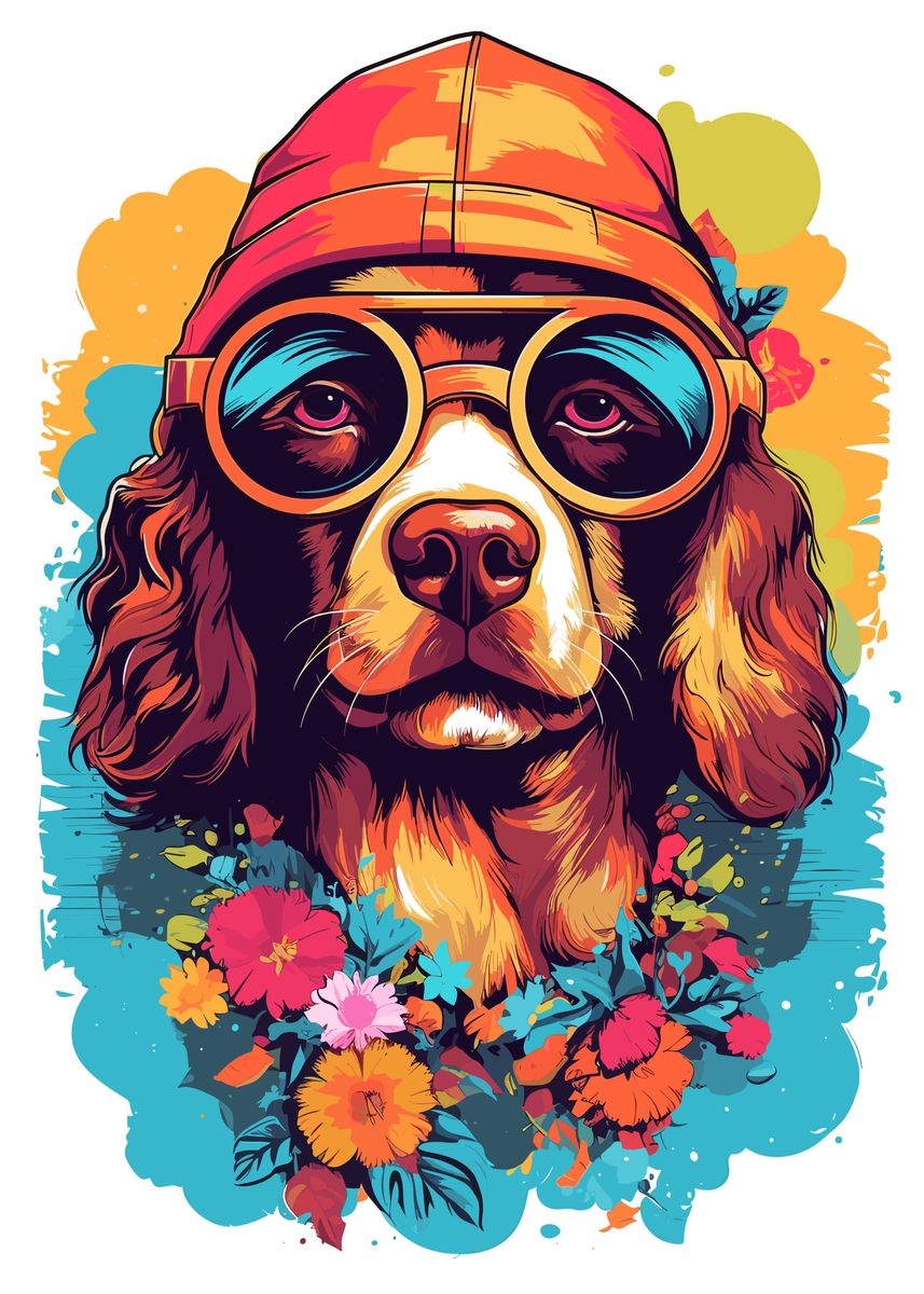 'Dog Cute Colorful' Poster, picture, metal print, paint by Ted Ramsey ...