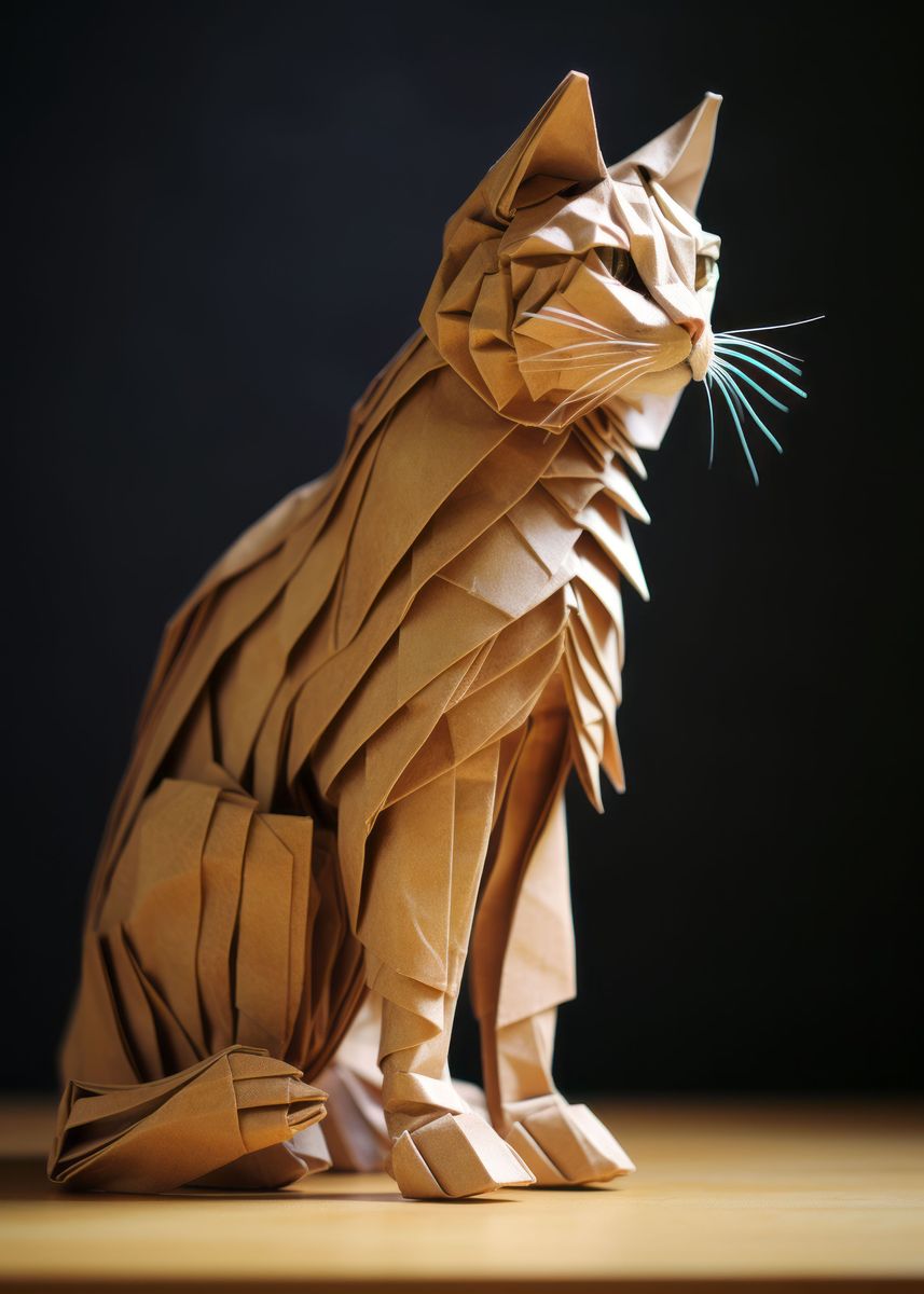 'Origami of Cat' Poster, picture, metal print, paint by Frank Hirschle ...