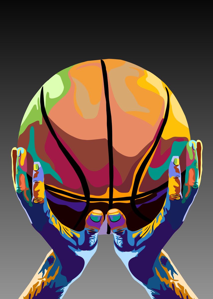 'Basketball and hand popart' Poster by Ihsa Nuddin | Displate