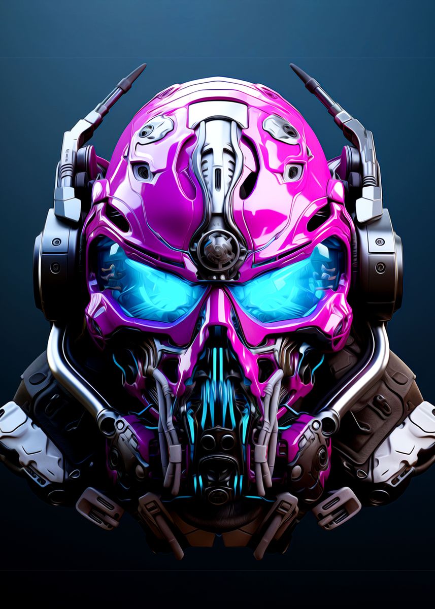 'Robot Skull' Poster, picture, metal print, paint by Hita Ando | Displate