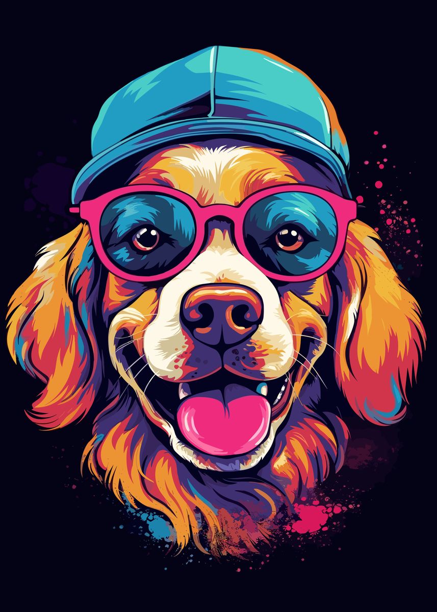 'Dog Cute Colorful' Poster by Ted Ramsey | Displate