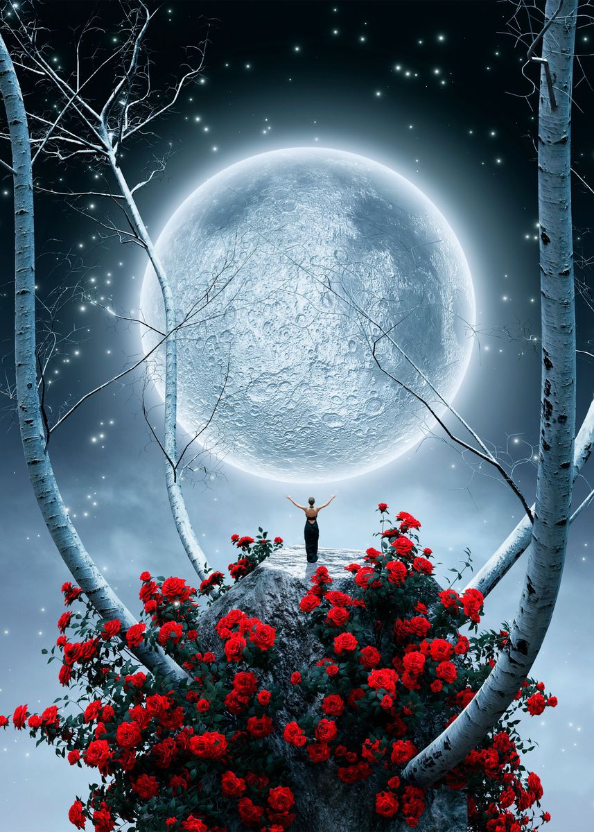 'Full Moon Rising' Poster, picture, metal print, paint by Mabelle Elise ...