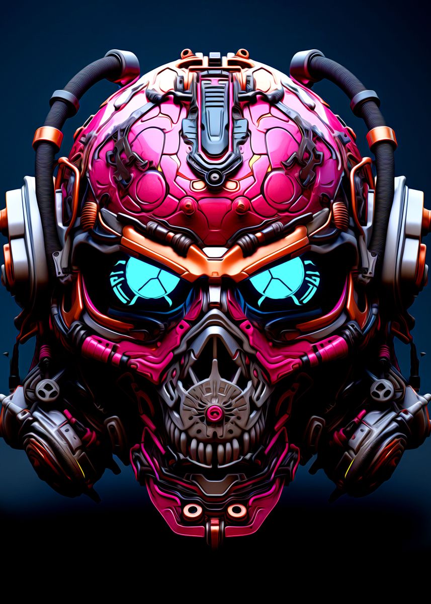 'Robot Skull' Poster, picture, metal print, paint by Hita Ando | Displate