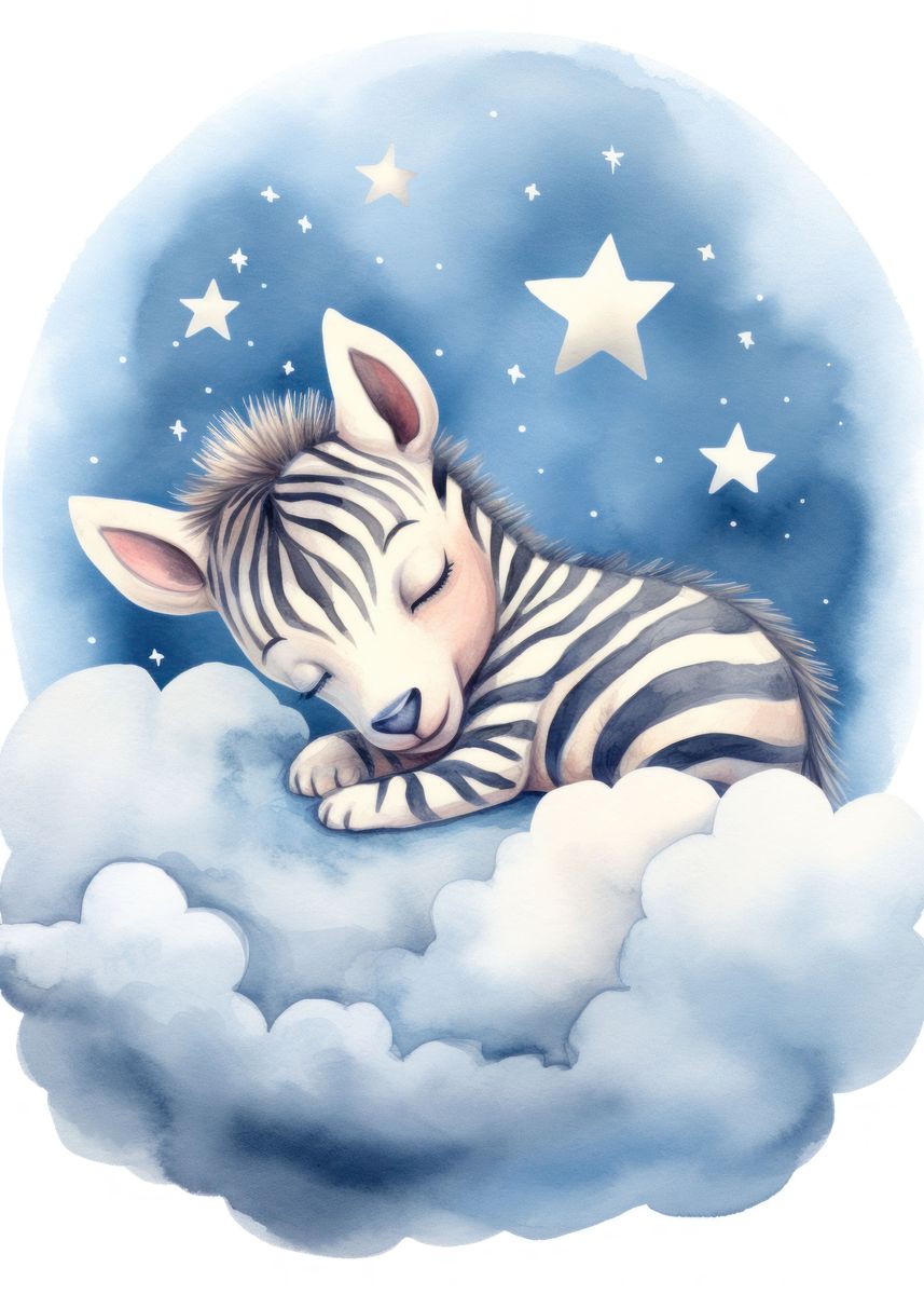 'Baby zebra sleep' Poster, picture, metal print, paint by Byrdyak ...