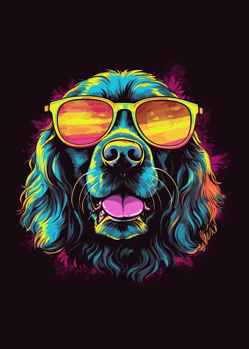 'Dog Cute Colorful' Poster, picture, metal print, paint by Ted Ramsey ...