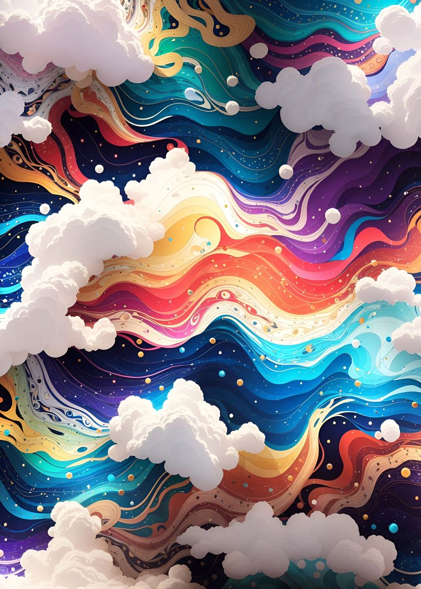'Colorful Clouds' Poster, picture, metal print, paint by Madooza | Displate