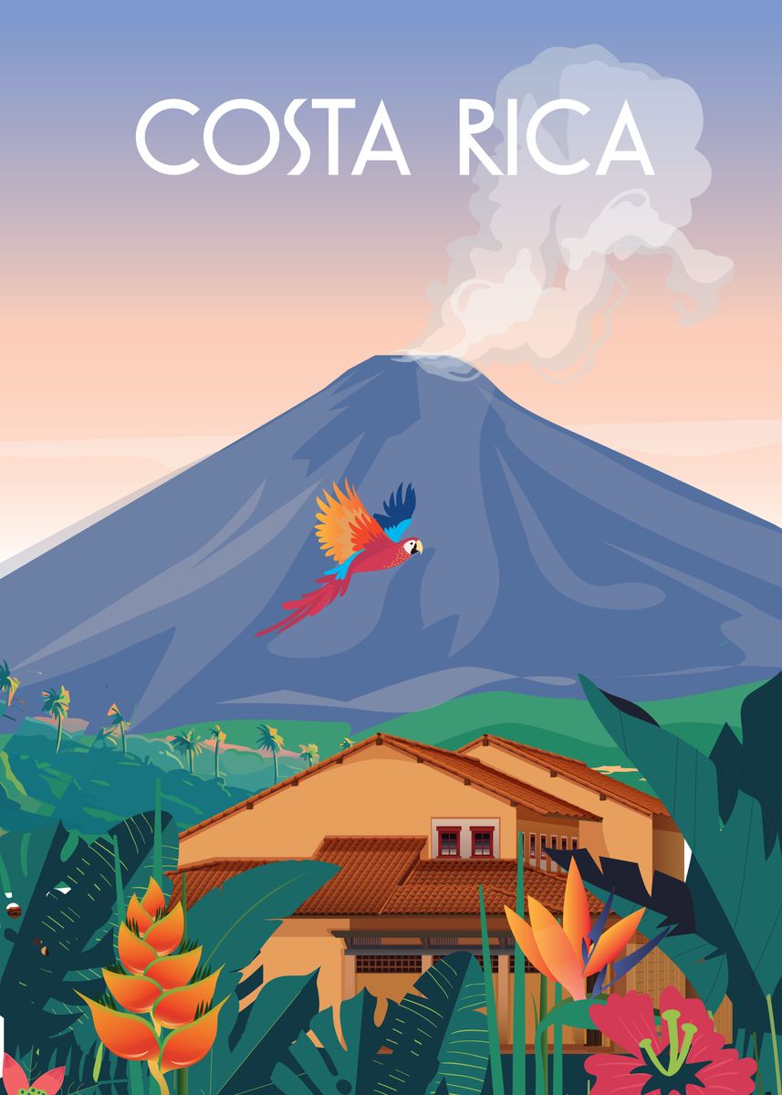 'Costa rica travel poster' Poster, picture, metal print, paint by ...