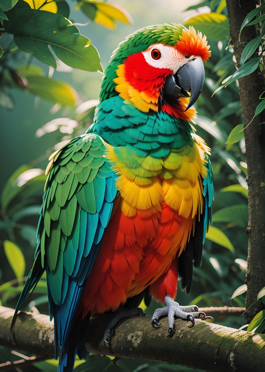 'Parrot in forest' Poster, picture, metal print, paint by Ayen Khusna ...