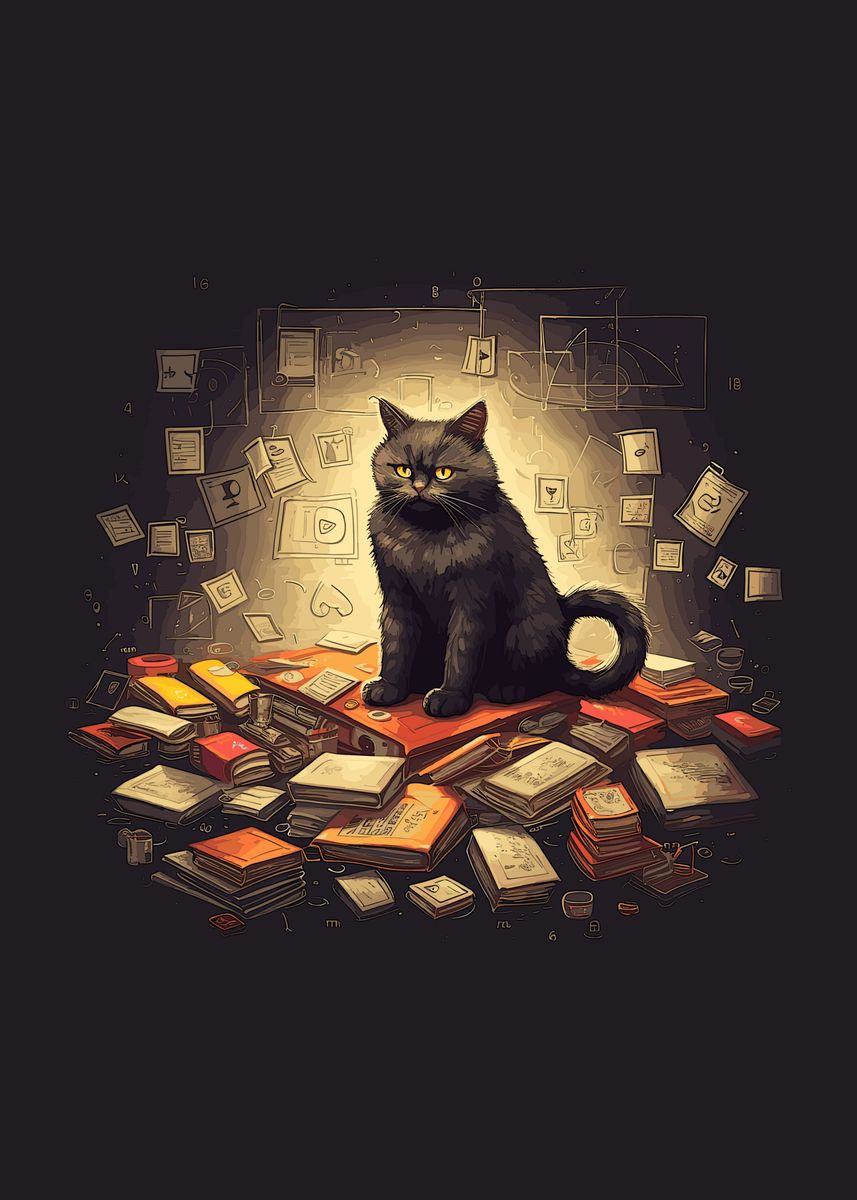 'cat math cute animal' Poster by Martyn Mack | Displate