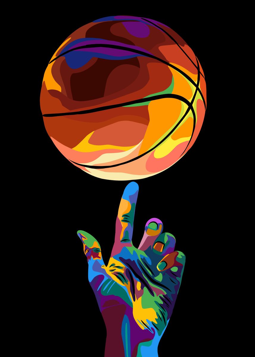 'basketball in pop art ' Poster, picture, metal print, paint by Ihsa ...