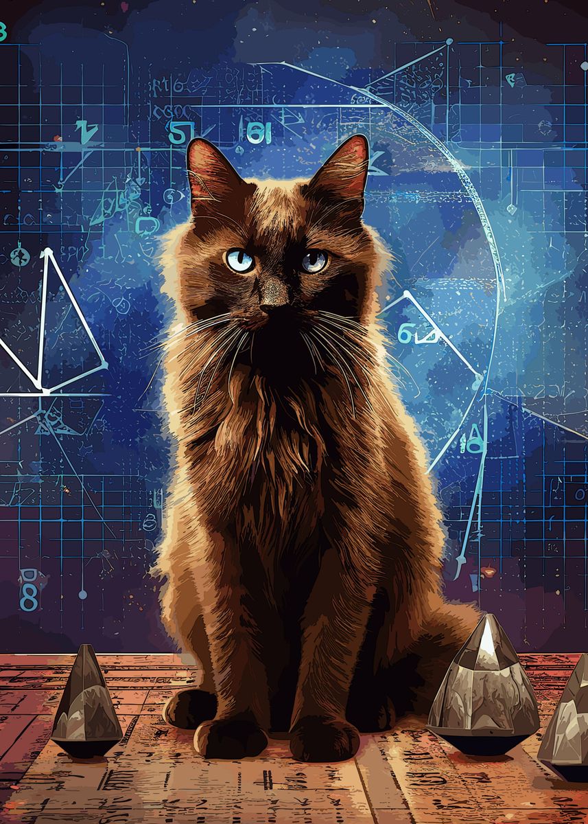'cat math cute animal' Poster, picture, metal print, paint by Martyn ...