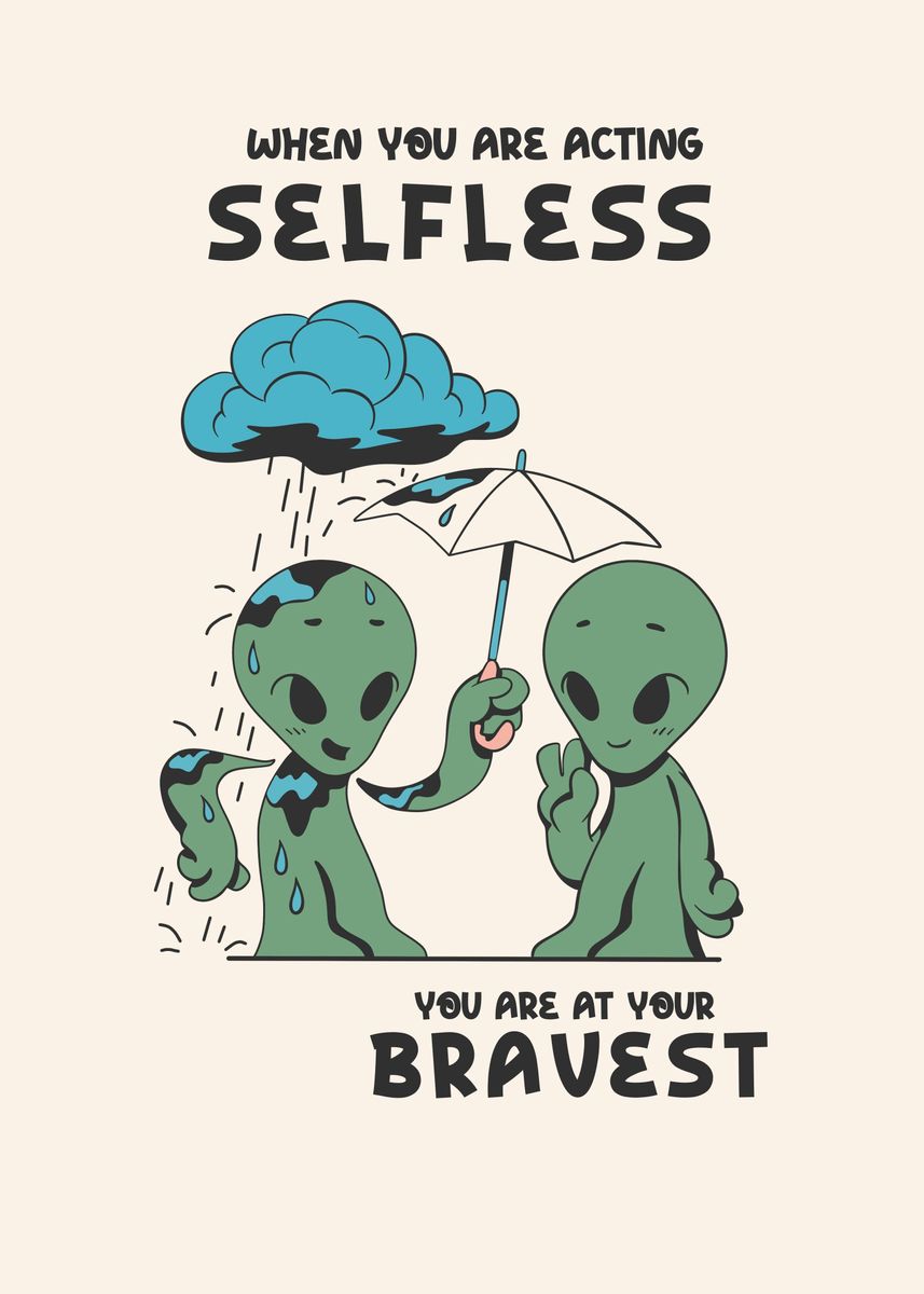 'Funny Alien' Poster, picture, metal print, paint by Selja Cute | Displate