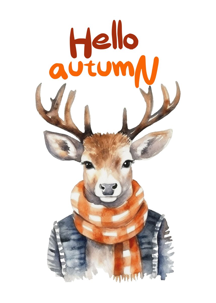 'Summer Deer' Poster, picture, metal print, paint by Tovu Yovi Darmawan | Displate