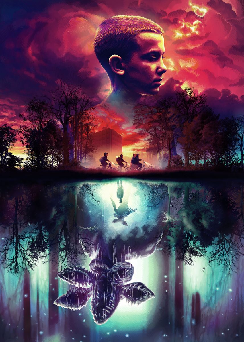 'Upside Down' Poster, picture, metal print, paint by Stranger Things Series | Displate