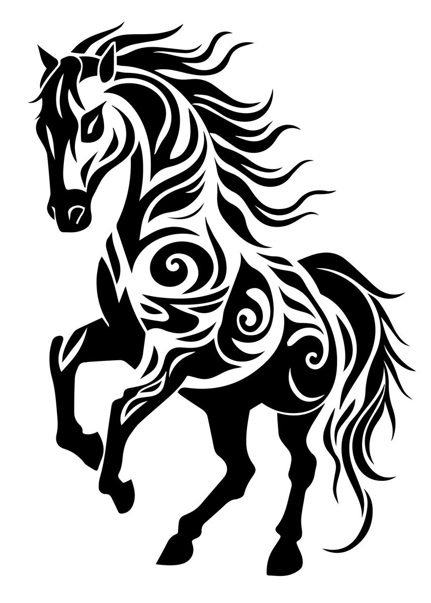 'Horse Tribal Design' Poster, picture, metal print, paint by Sabiqul ...