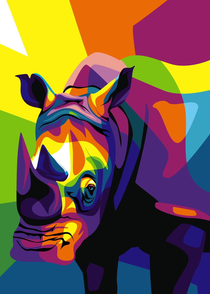 'Rhino Pop Art' Poster by Dika Sujud | Displate