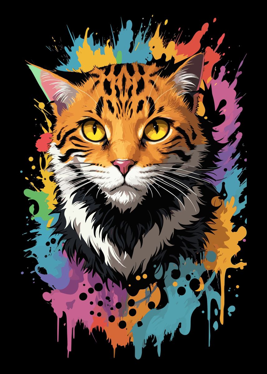 'Cat Head Graffiti' Poster, picture, metal print, paint by Muhammad ...