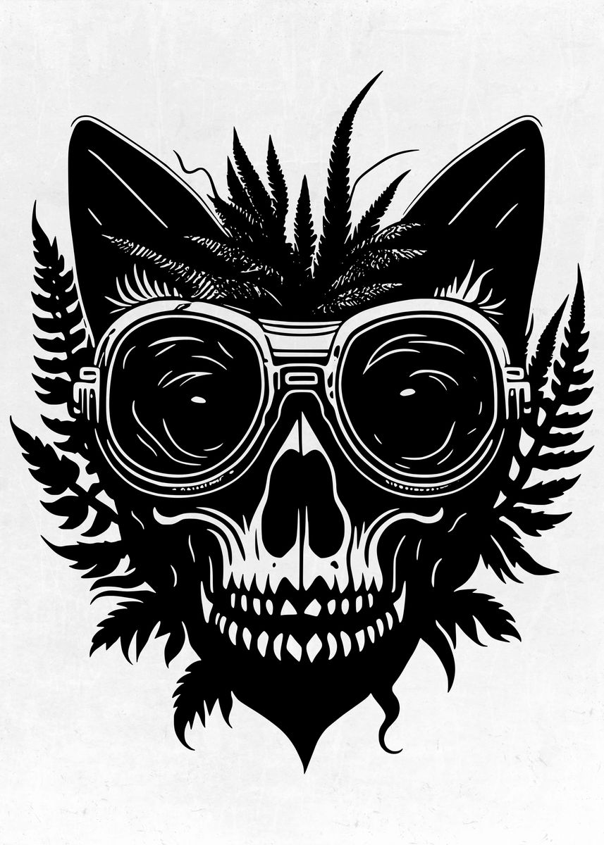 'Psychedelic Ink Skulls ' Poster, picture, metal print, paint by Ilya ...