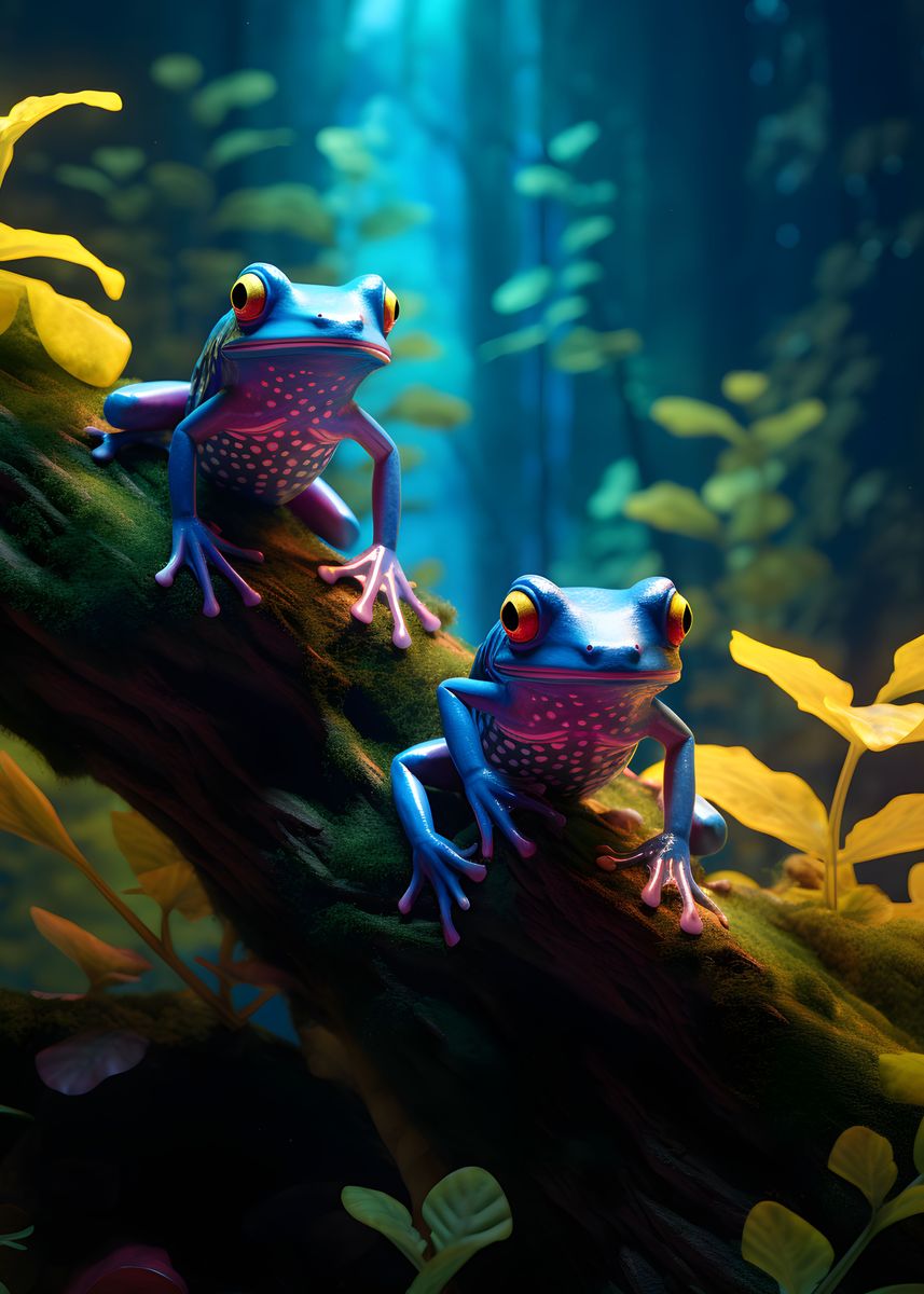 'Bioluminescent Frog' Poster, picture, metal print, paint by SuperNova ...