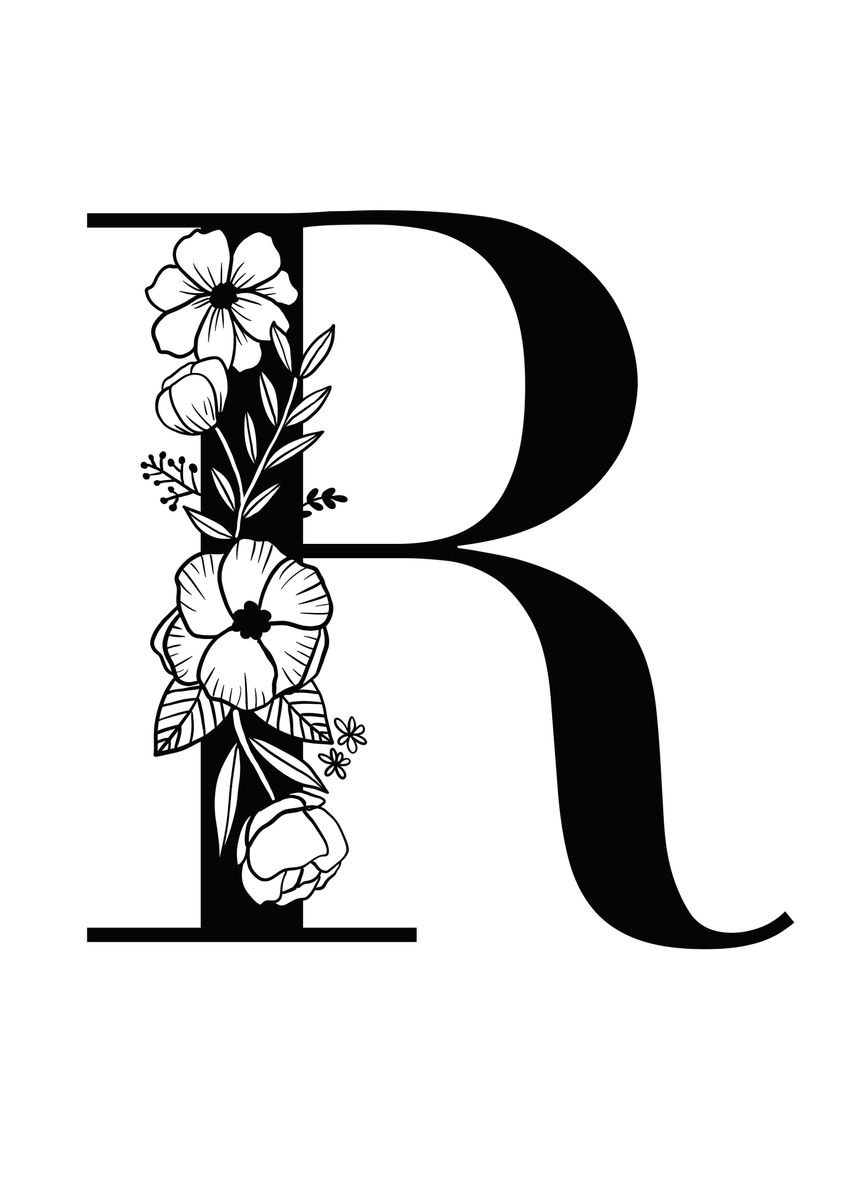 'Letter R floral' Poster, picture, metal print, paint by Eduarda de ...