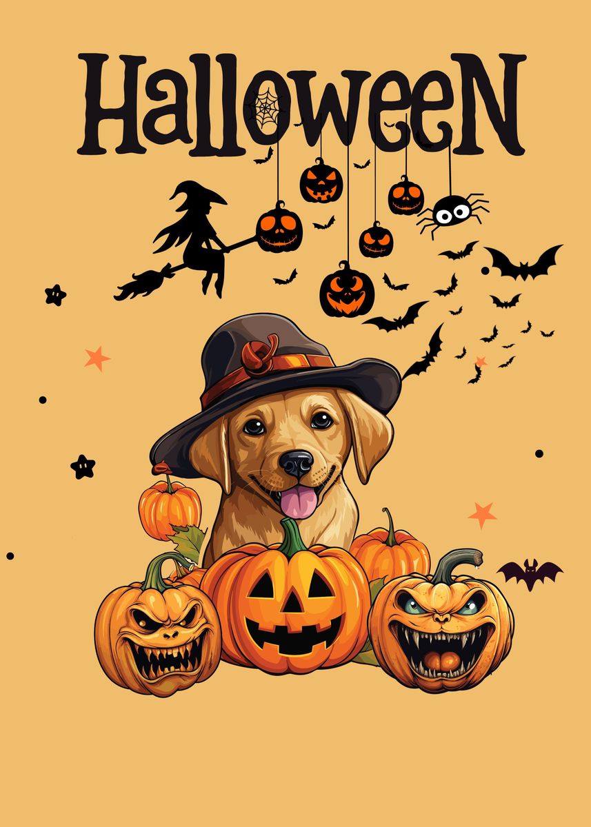 'Pumpkin + Lab Pure Joy' Poster, picture, metal print, paint by AKAI AS ...