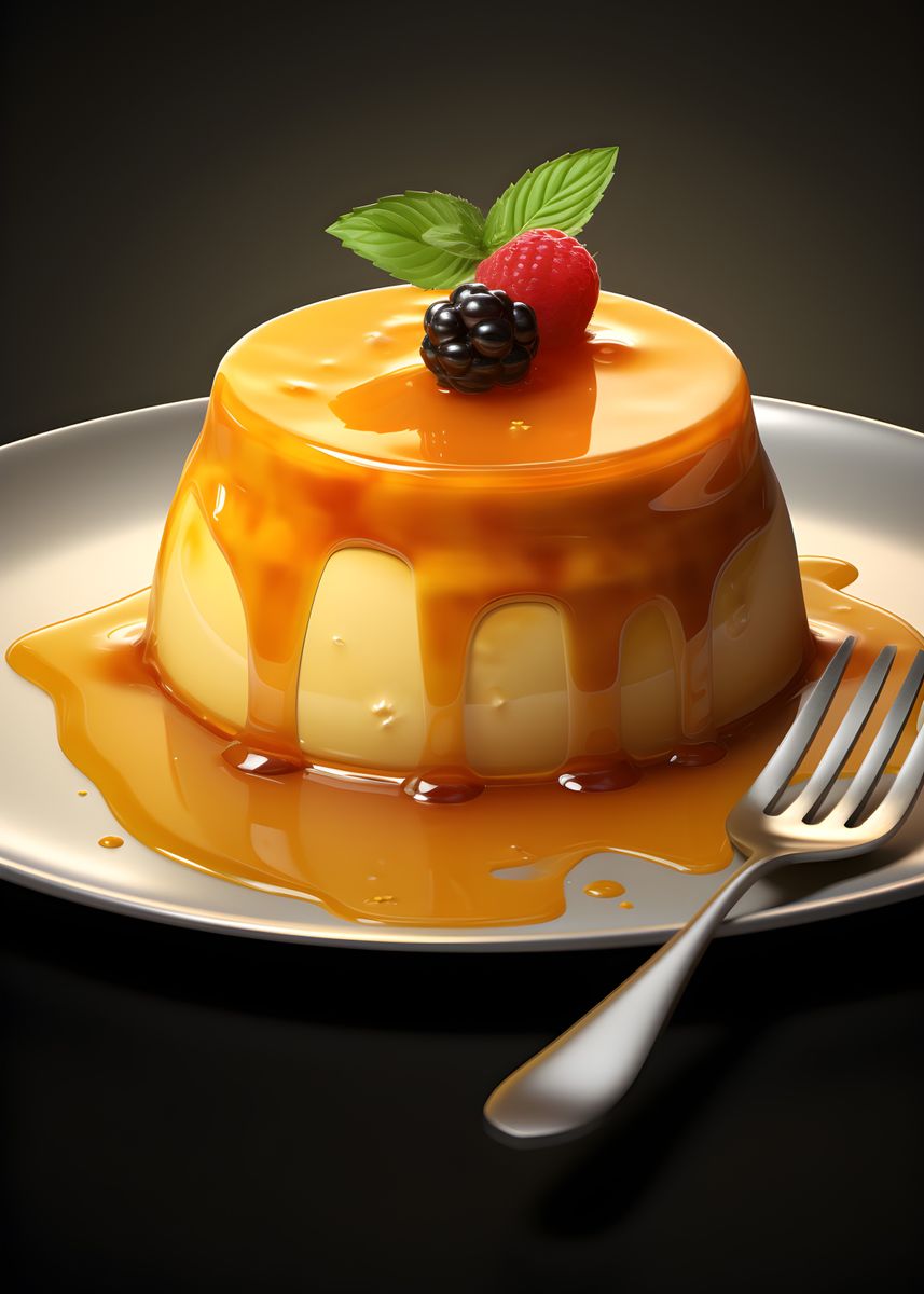 'Flan with Caramel' Poster, picture, metal print, paint by Chris Nolan ...
