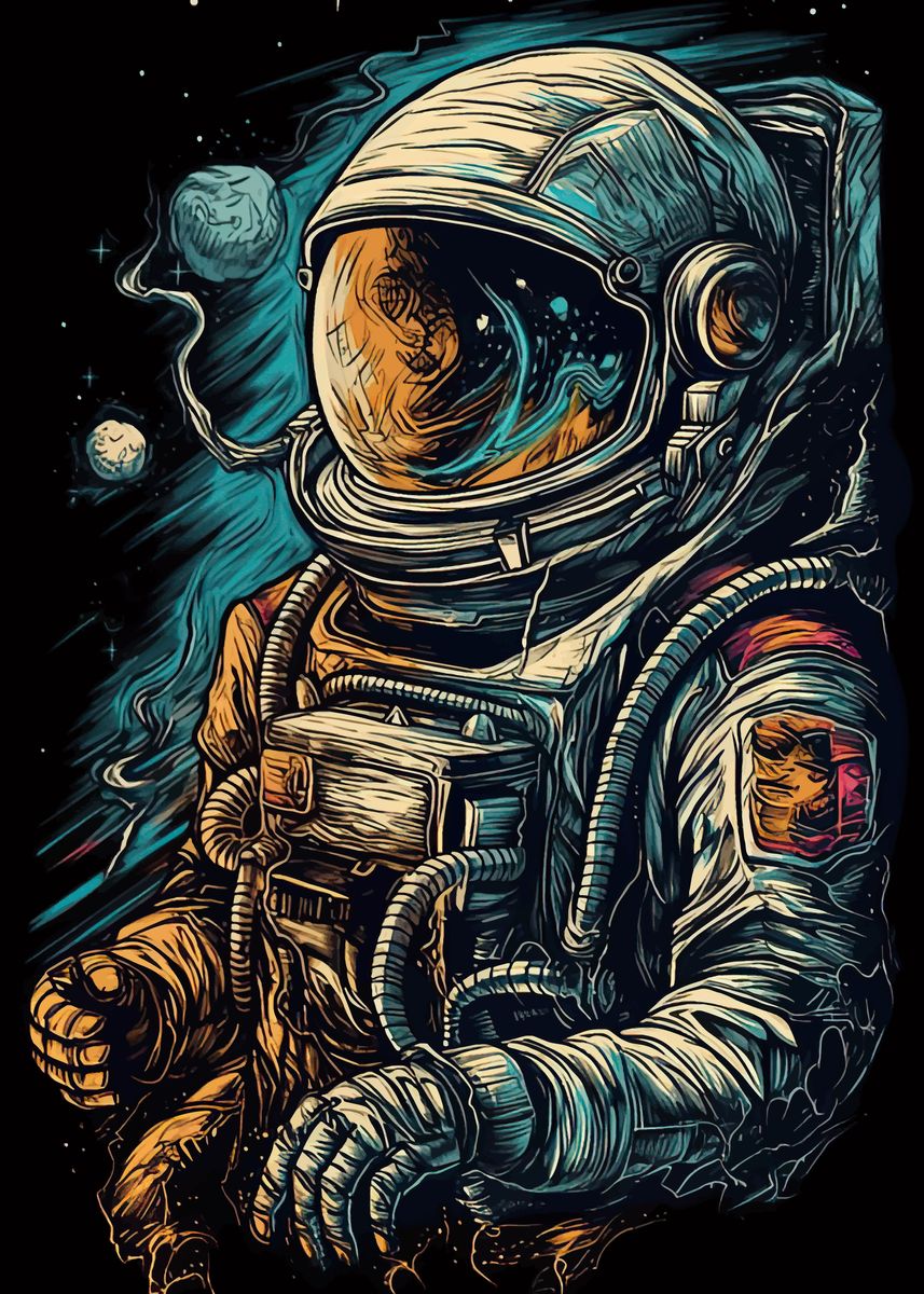 'astronaut space aliens' Poster, picture, metal print, paint by ZLIZ ...