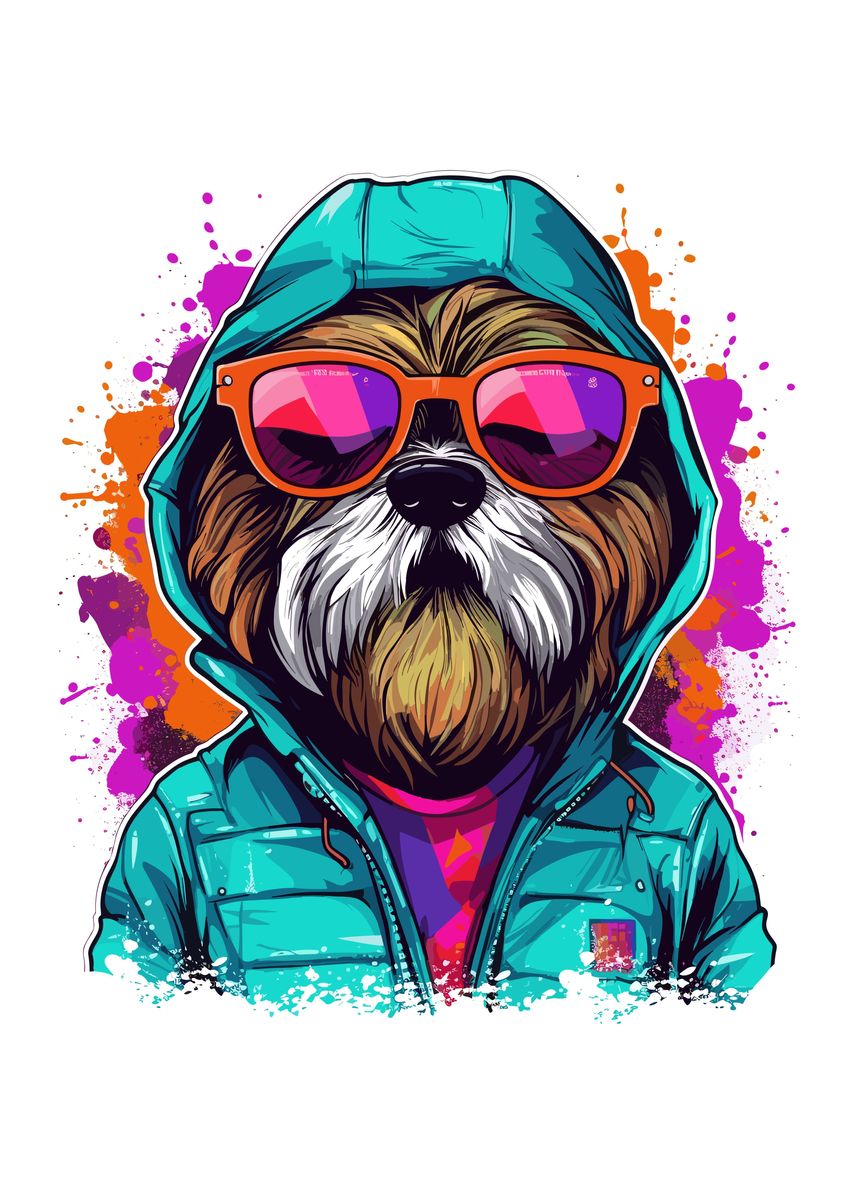 'Dog Cute Colorful' Poster, picture, metal print, paint by Ted Ramsey ...