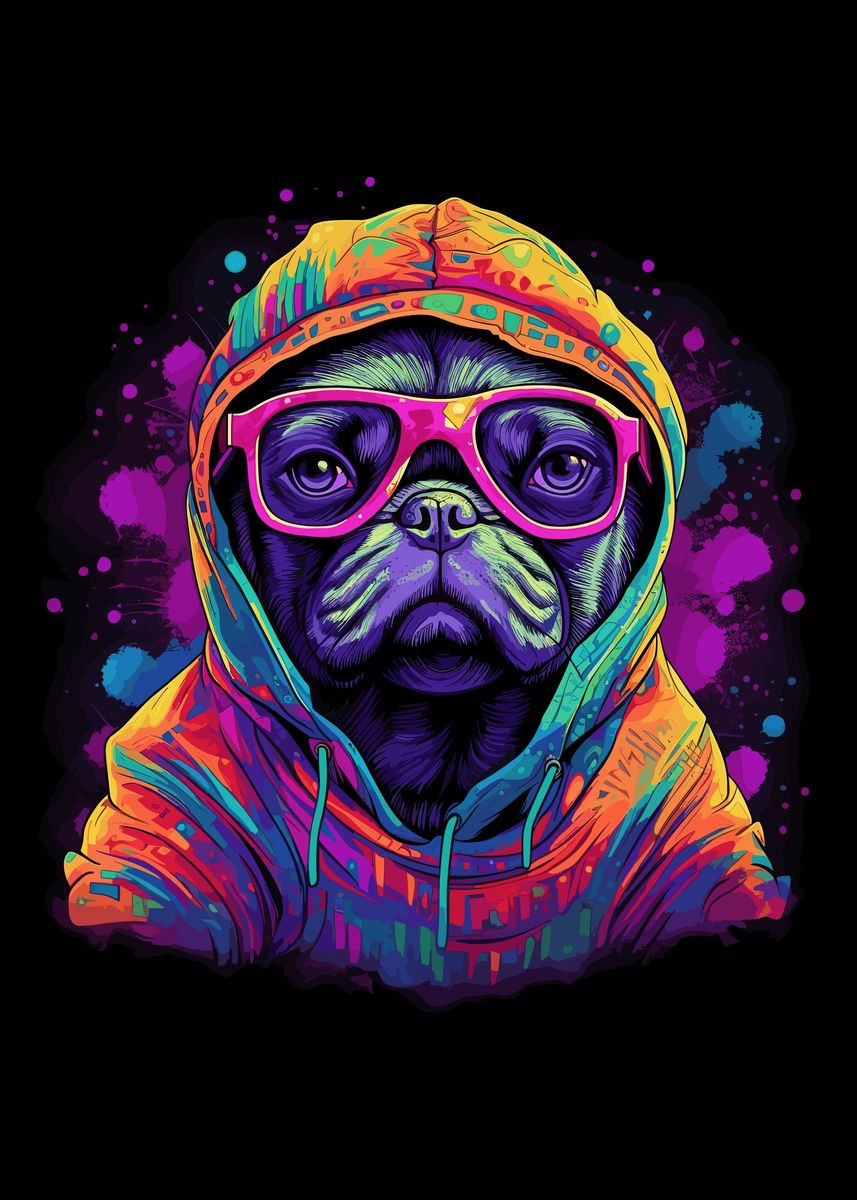 'Dog Cute Colorful' Poster, picture, metal print, paint by Ted Ramsey ...