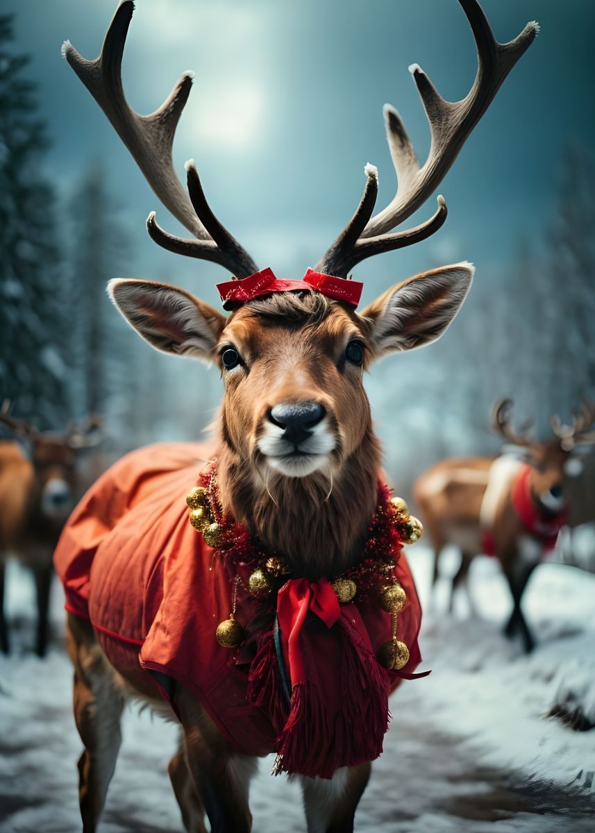 'Christmas Reindeer' Poster, picture, metal print, paint by LUNOME ...
