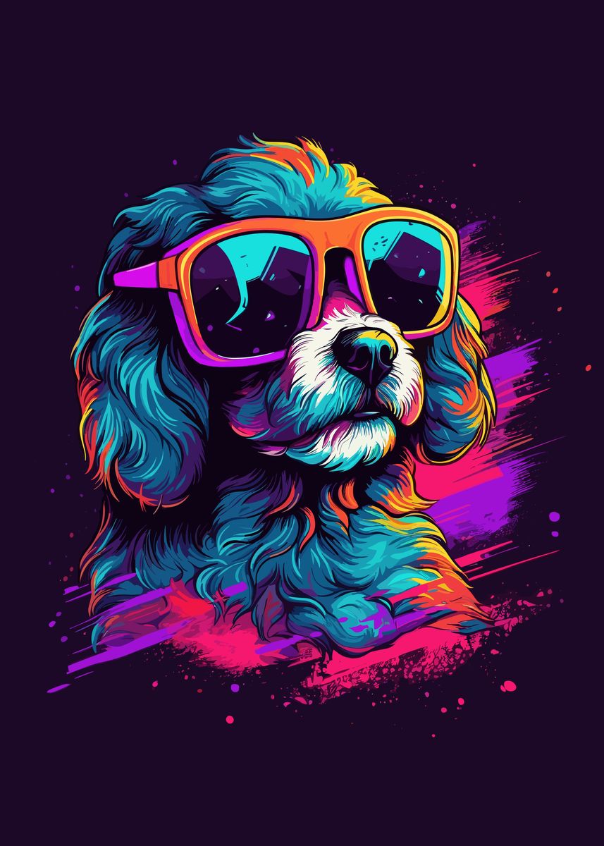 'Dog Cute Colorful' Poster by Ted Ramsey | Displate