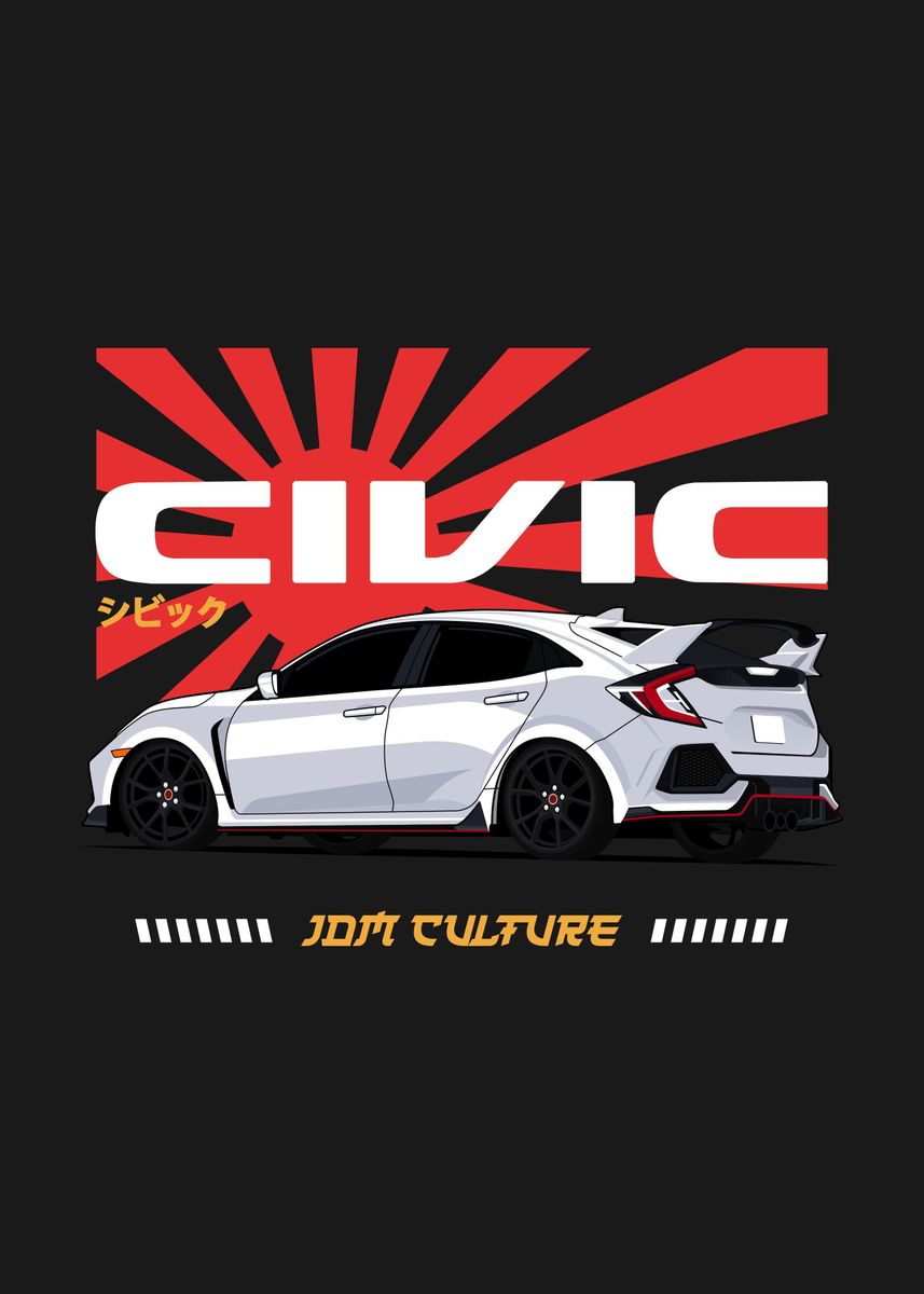 'civic si jdm cars' Poster, picture, metal print, paint by Masje Studio ...