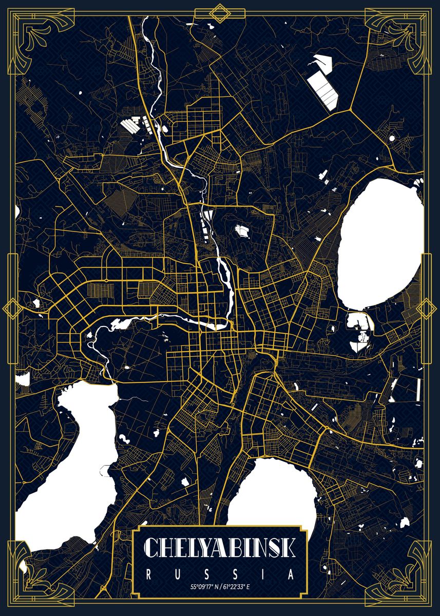 'Chelyabinsk Map Gold' Poster by deMAP Studio | Displate