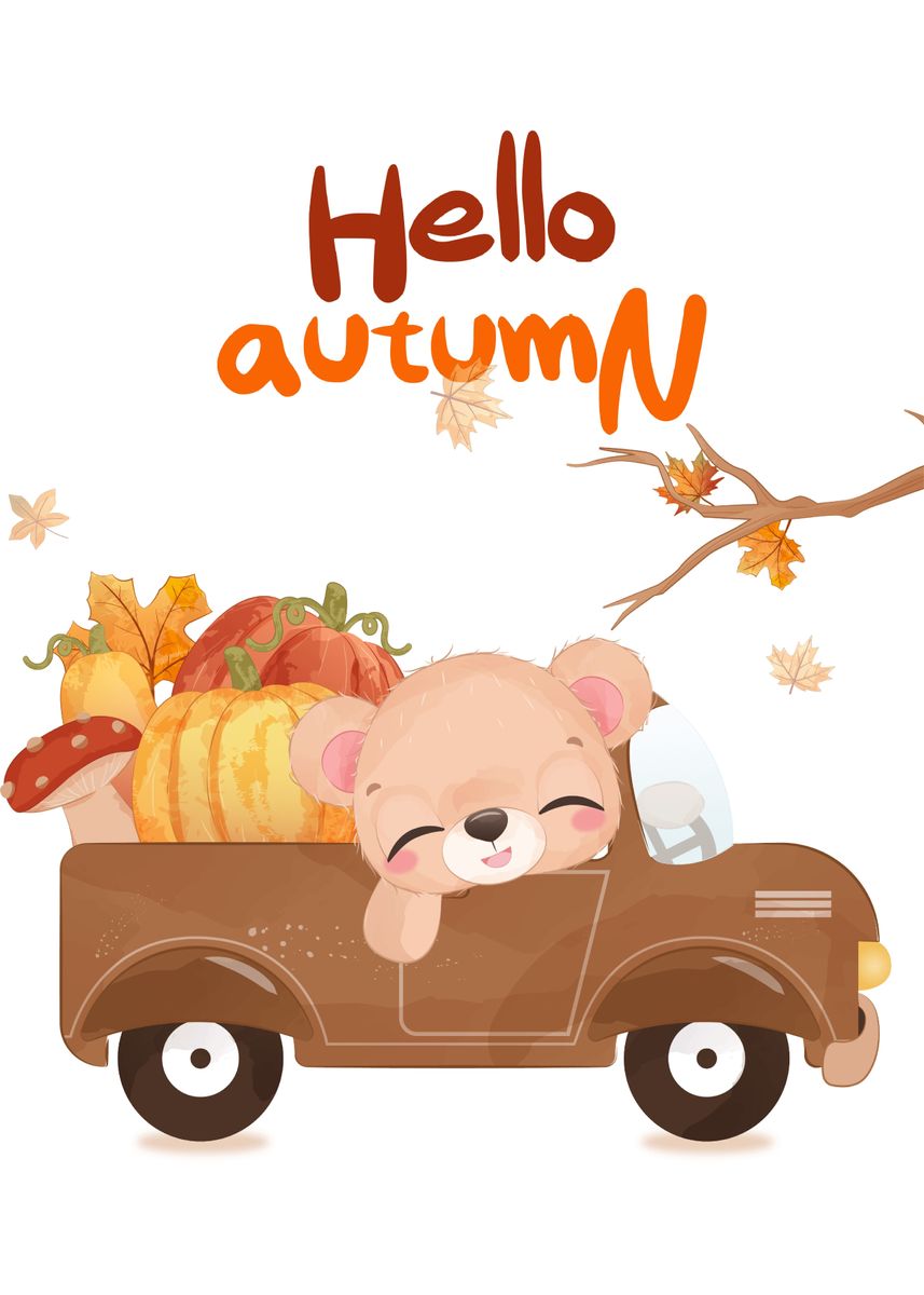 'Cute Bear watercolor' Poster, picture, metal print, paint by Tovu Yovi Darmawan | Displate