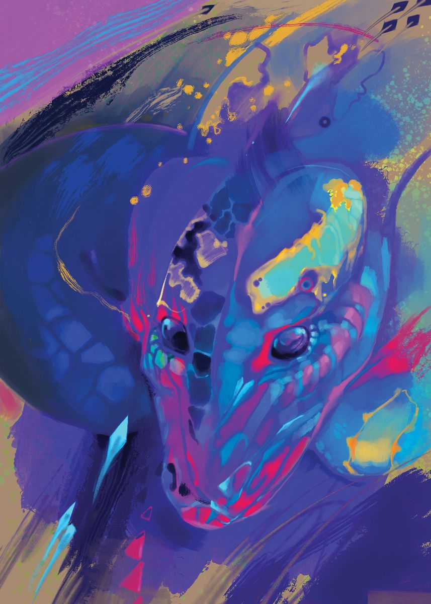 'Spirit Snake and Whale' Poster, picture, metal print, paint by ...