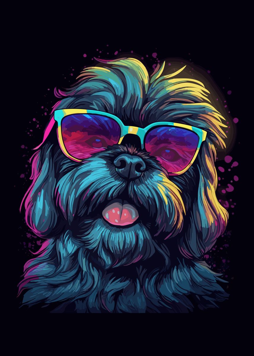 'Dog Cute Colorful' Poster, picture, metal print, paint by Ted Ramsey ...