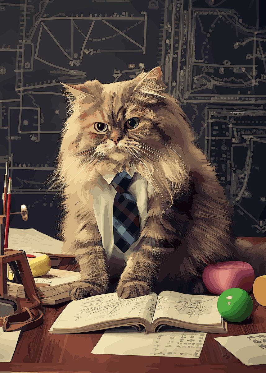 'cat math cute animal' Poster by Martyn Mack | Displate